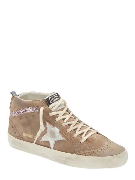 GOLDEN GOOSE Mid Star Glitter Sneakers - Brown/leo/silver