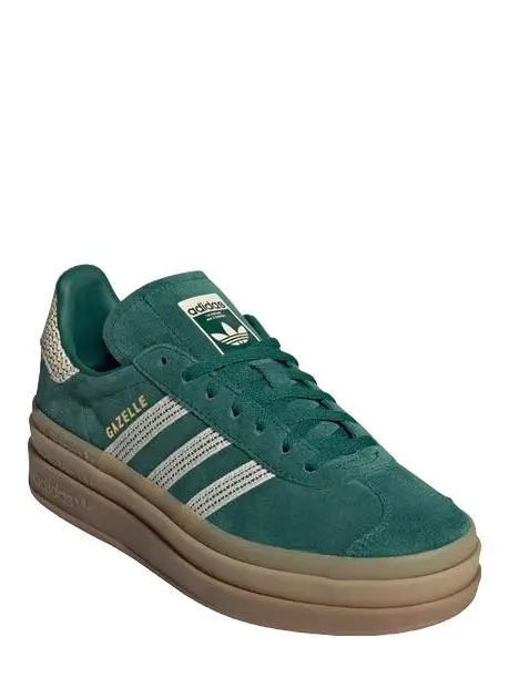 Adidas Gazelle Bold Platform Sneakers - Collegiate Green/white/gold