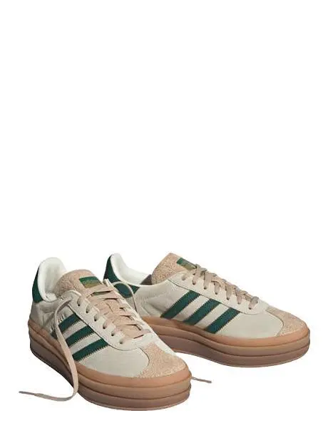 Adidas Gazelle Bold Platform Sneakers - Cream/ Green/ Magic Beige