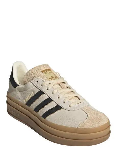 Adidas Gazelle Bold Platform Sneakers - Cream White/black/sand