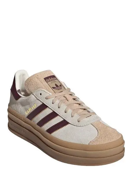 Adidas Gazelle Bold Platform Sneakers - Cream White/maroon/beige