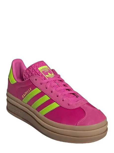 Adidas Gazelle Bold Platform Sneakers - Fuchsia/slime/gold Met