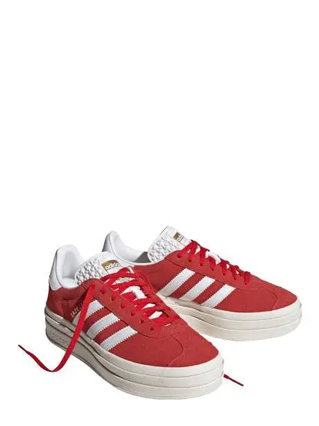 Adidas Gazelle Bold Platform Sneakers - Red/ White/ Gold