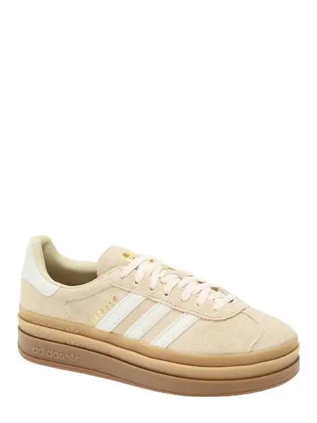 Adidas Gazelle Bold Platform Sneakers - Stone Khaki/cream/gold