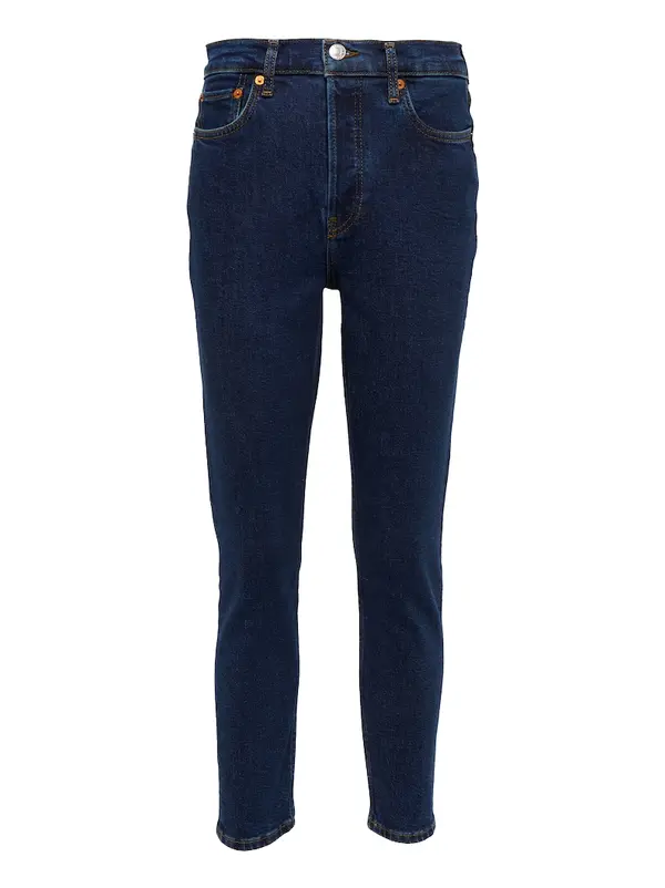 RE/DONE 90s High-rise Cropped Skinny Jeans - Blue