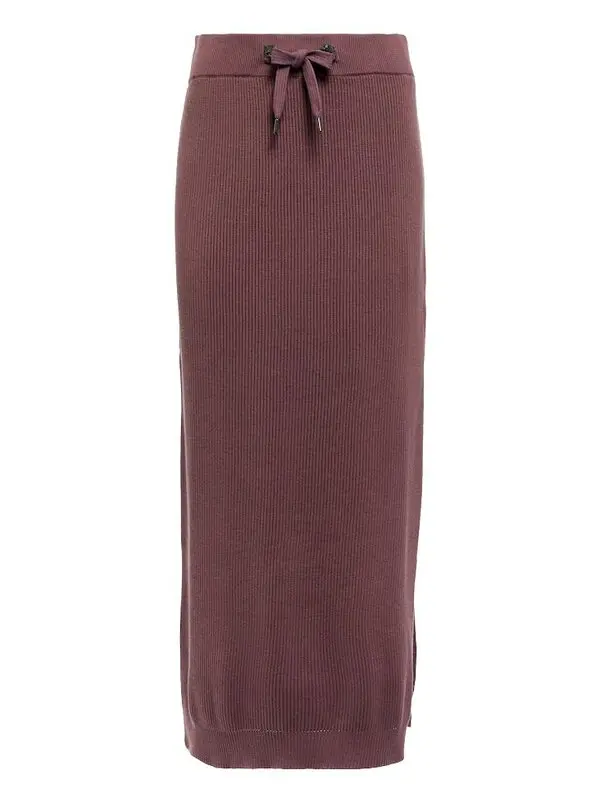 Brunello Cucinelli Ribbed-knit Cotton Midi Skirt - Purple