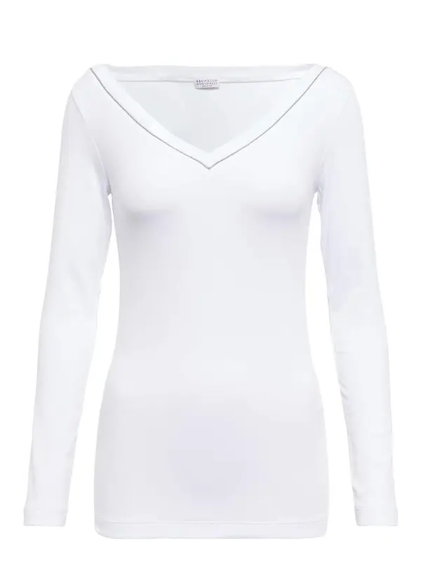 Brunello Cucinelli V-neck Top - White