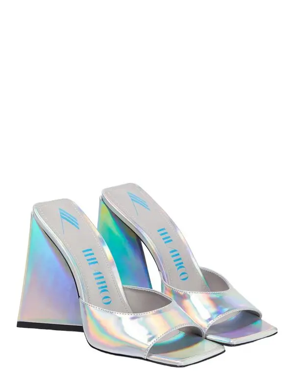Attico Devon Metallic Leather Mules - Silver