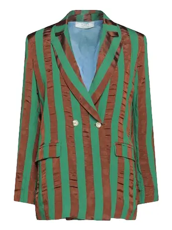 KAOS Striped Double-breasted Blazer - Green