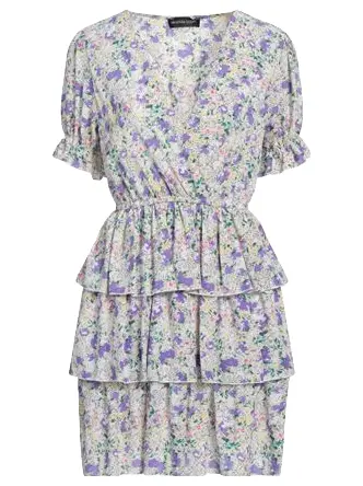 VANESSA SCOTT Floral Print Mini Dress - Purple