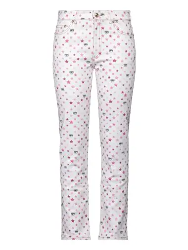 CHIARA FERRAGNI Straight-leg Jeans With Logo Print - White