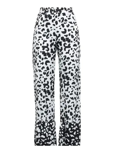 AINEA Animal Print Straight Leg Pants - White