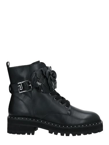 Liu Jo Calfskin Ankle Boots With Studs And Floral Appliqués - Black