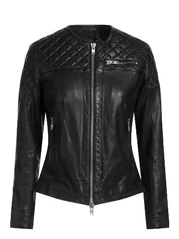 SWORD 6644 Lambskin Biker Jacket - Black
