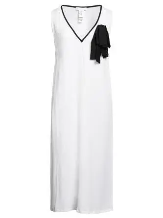 Fabiana Filippi Crepe Midi Dress With Appliqués And Brooch - White