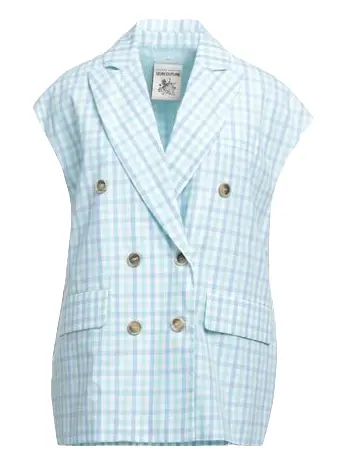 SEMICOUTURE Checked Double-breasted Blazer - Blue