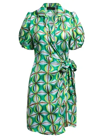 ANGELA MELE MILANO Mini Viscose Wrap Dress - Green