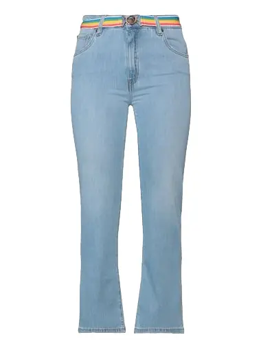 Moschino Straight-leg Jeans With Leather Trims - Blue