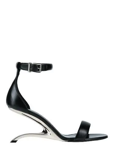 Alexander McQueen Leather Sandals With Sculptural Heel - Black