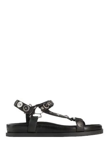 STRATEGIA Soft Leather Ankle Strap Sandals - Black