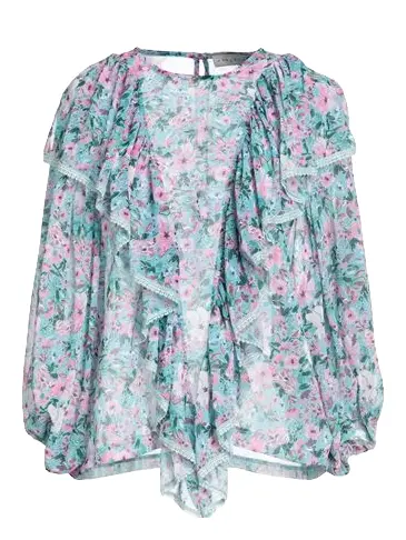 HAVEONE Ruched Floral-print Top - Blue