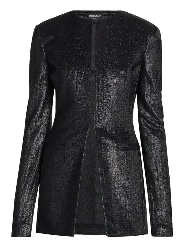 Giorgio Armani Sparkle Round-neck Jacket - Black