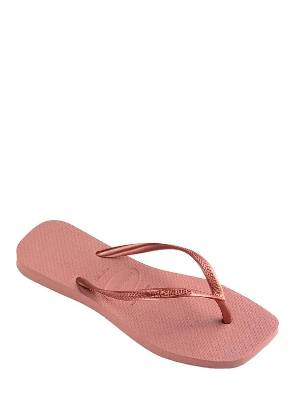 Havaianas Slim Square Toe Slip-on Sandals - Crocus Rose