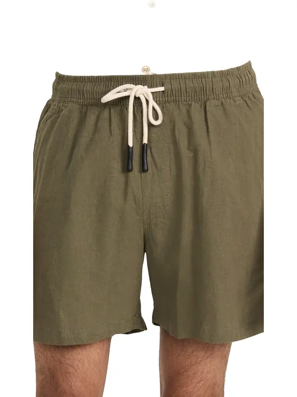 Oas Linen Blend Shorts - Army