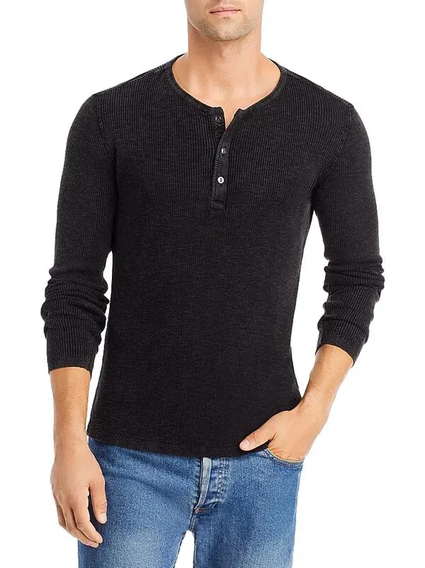 John Varvatos Memphis Waffle Henley - Black