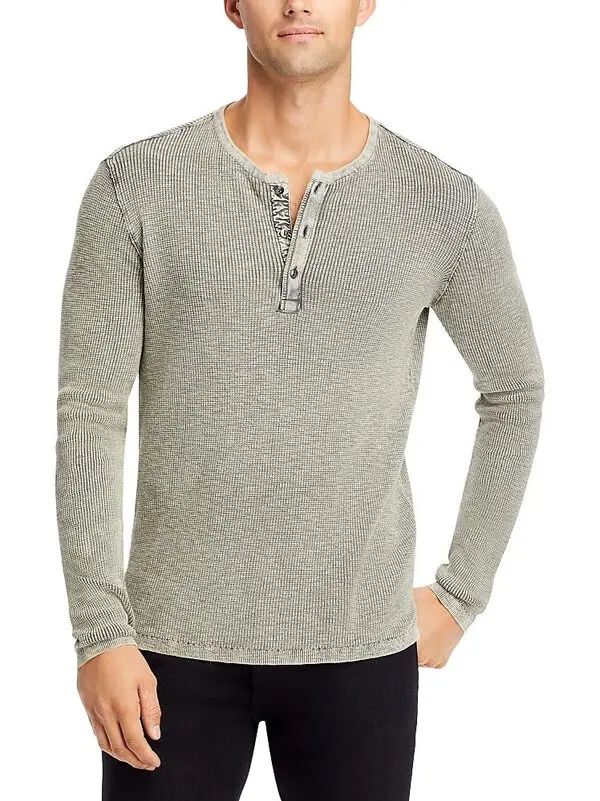 John Varvatos Memphis Waffle Henley - Gray Heather
