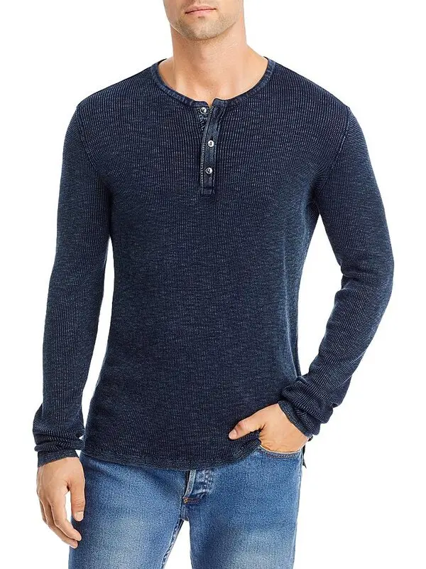 John Varvatos Memphis Waffle Henley - Navy