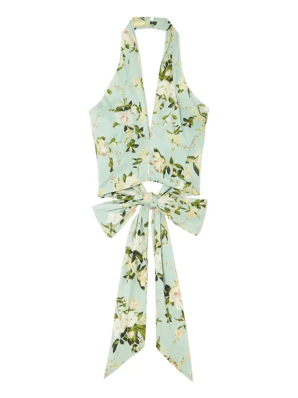 Erdem Luna Cropped Halterneck Top - Green