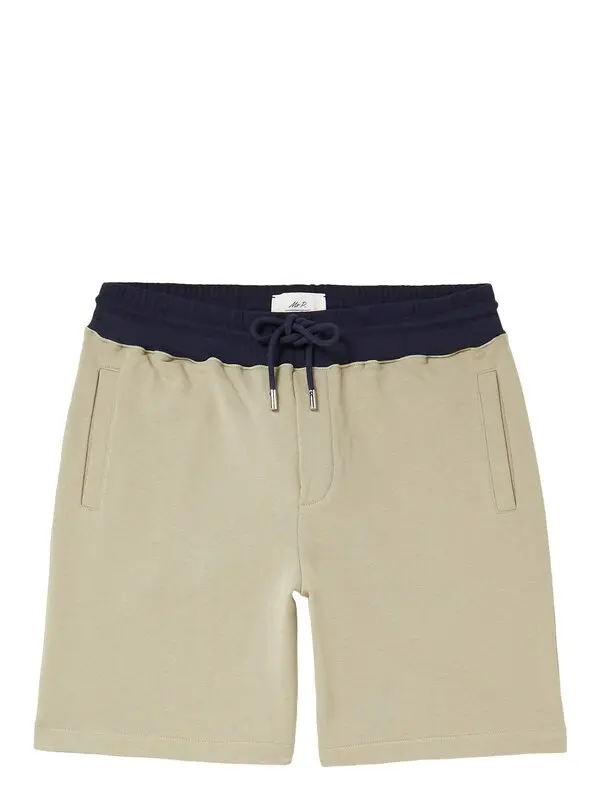 Mr P. Straight-leg Colour-block Cotton-jersey Drawstring Shorts - Neutrals