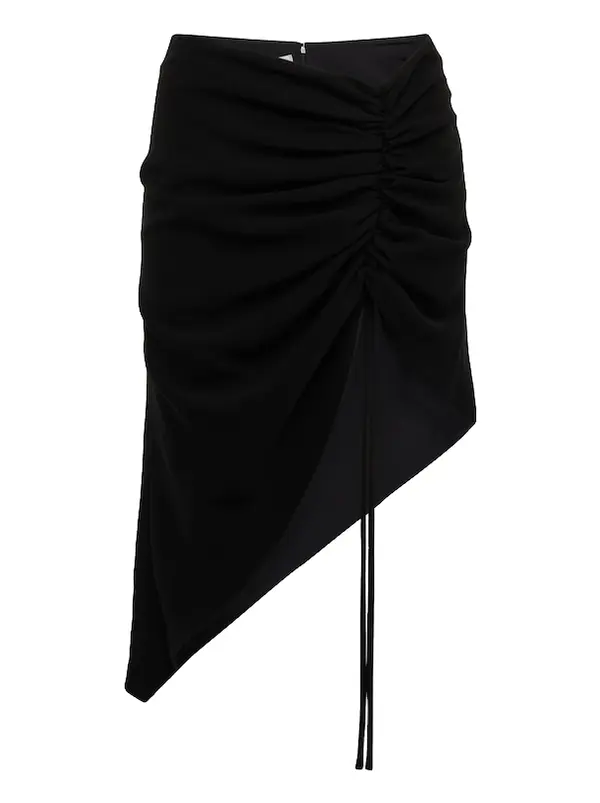 MONOT Mônot Asymmetric Crêpe Midi Skirt - Black