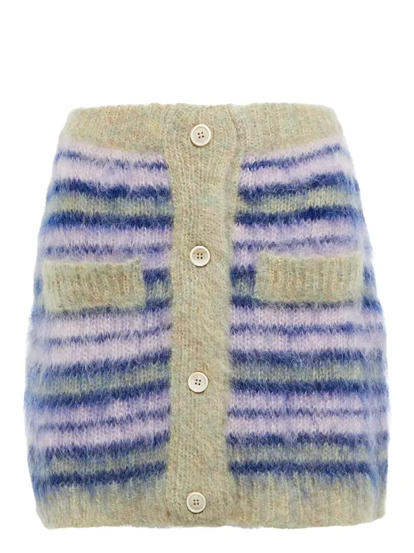 Marni Striped Mohair-blend Miniskirt - Multicoloured
