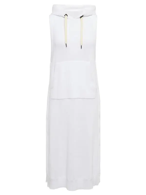 Brunello Cucinelli Hooded Midi Dress - White