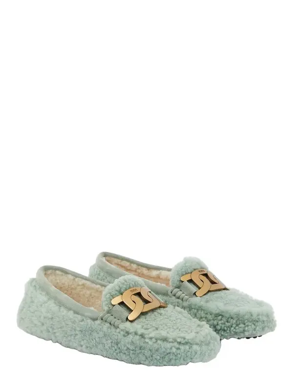 TOD'S Gommino Shearling Loafers - Green