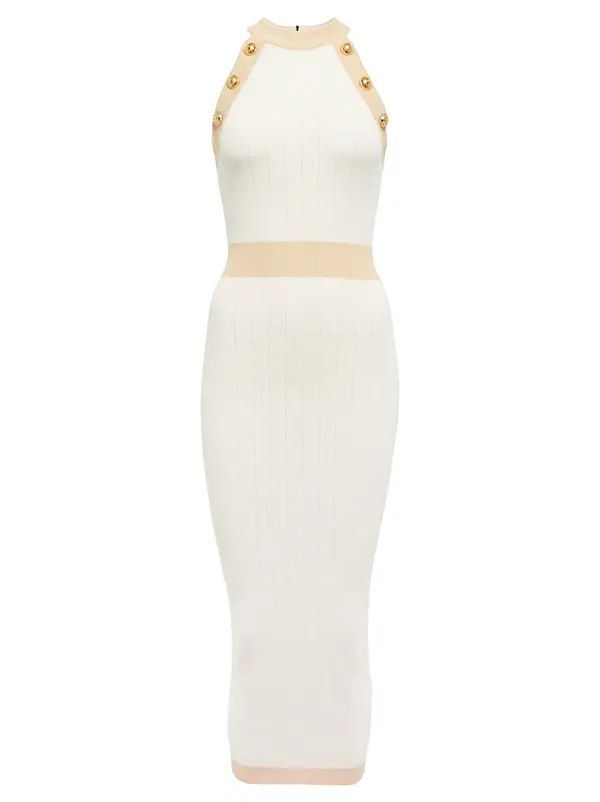 Balmain Ribbed-knit Midi Dress - Multicoloured