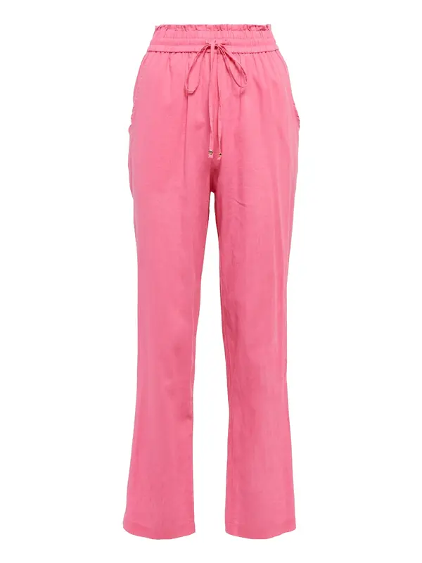 BANANHOT Straight Linen Pants - Pink