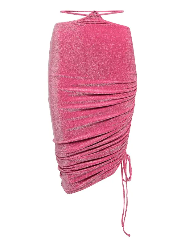 BANANHOT Ariel Ruched Midi Skirt - Pink