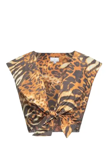 Miguelina Woven Leopard-print Crop Top - Orange