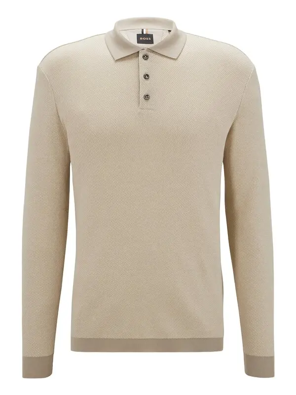 BOSS Long-sleeved Polo Shirt - White
