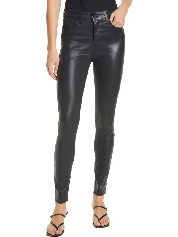 L'Agence Marguerite Coated High-rise Skinny Jeans - Black Coated