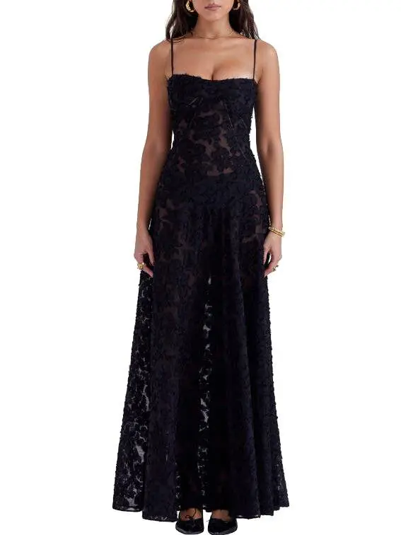 House Of Cb Seren Lace-up Back Gown - Black
