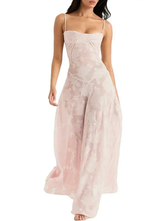 House Of Cb Seren Lace-up Back Gown - Blush
