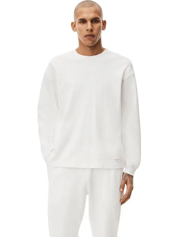 Alexander Wang Cotton Waffle Thermal Long Sleeve - White