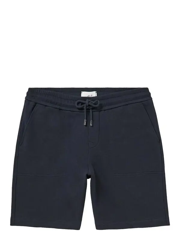 Mr P. Straight-leg Organic Cotton-jersey Drawstring Shorts - Blue