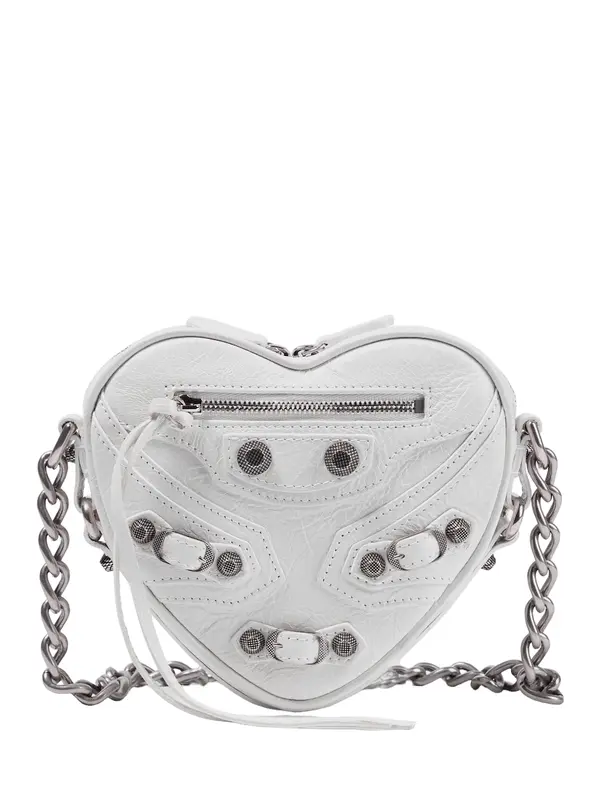 Balenciaga Le Cagole Heart Mini Leather Crossbody Bag - White