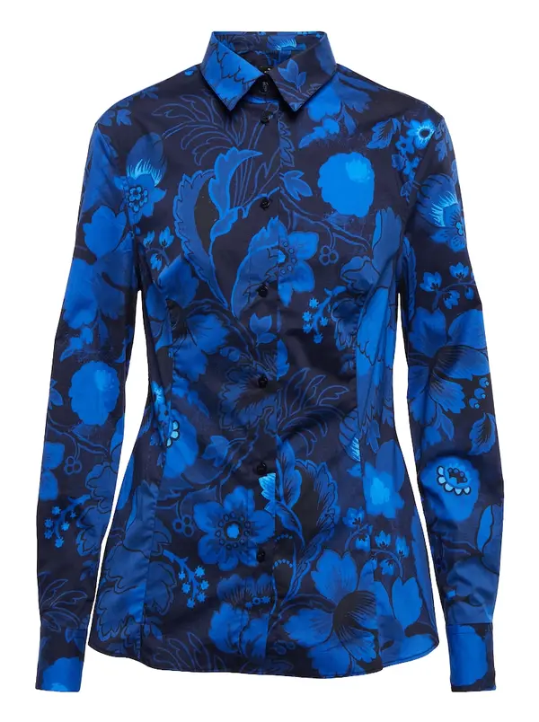 Etro Floral Cotton-blend Shirt - Blue