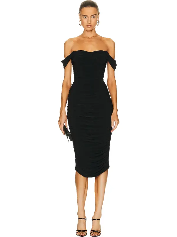 Norma Kamali Walter Midi Dress With Winglet Sleeves - Black